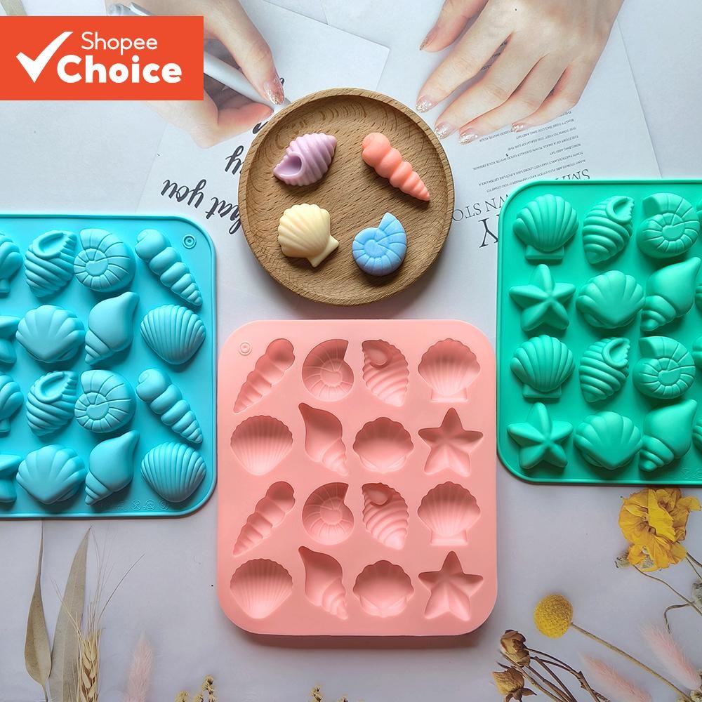 1pc 16 holes 8 different shapes starfish shell mold, silicone chocolate ...