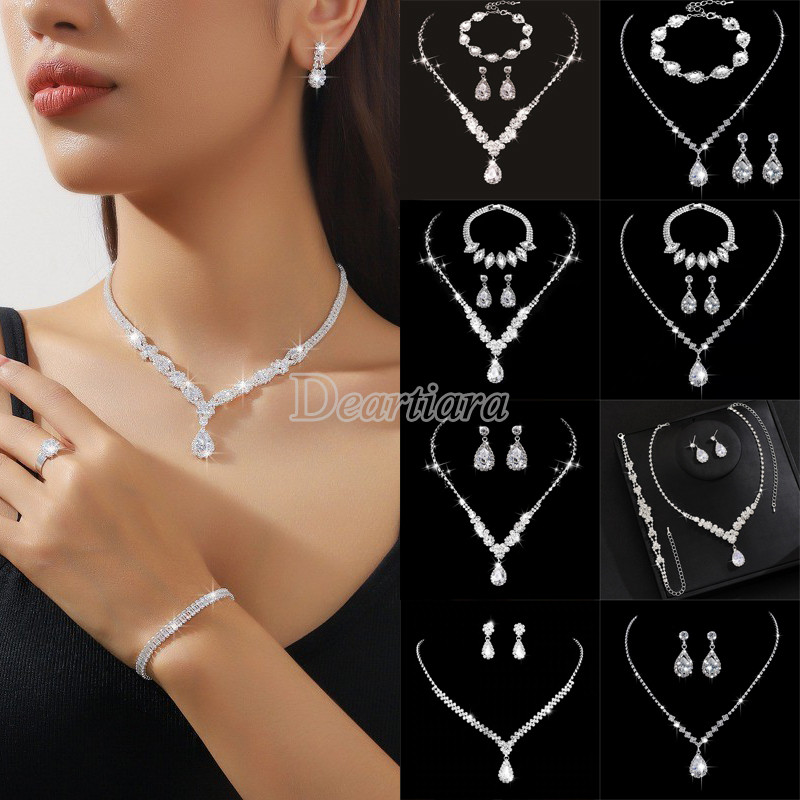 Necklace Earrings Bracelet Set Elegant Bridal Jewelry Set Shining ...