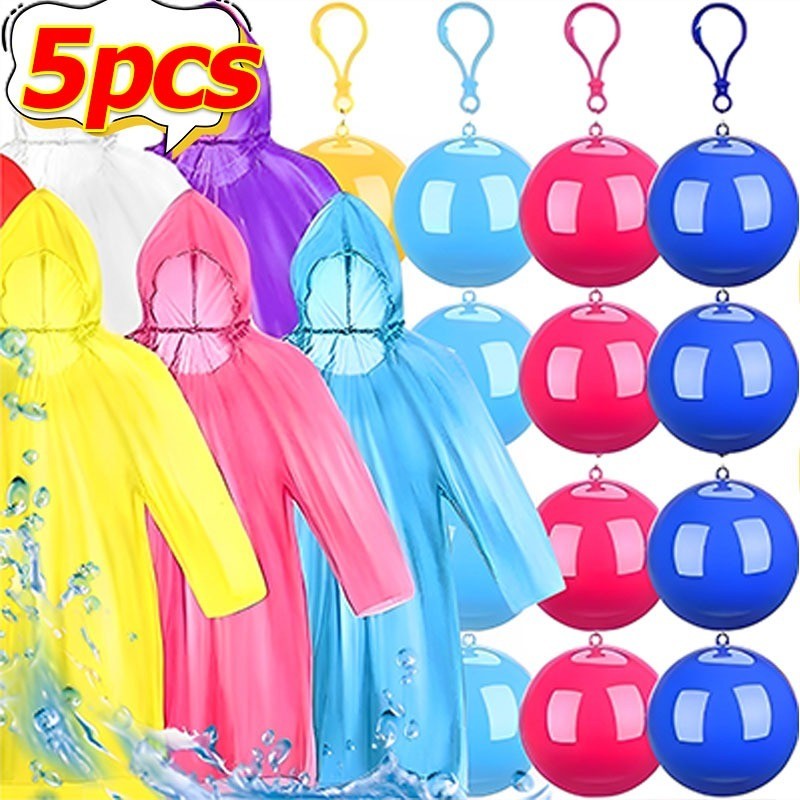 1/3/5Pcs Disposable Raincoat Ball Keychain / Universal Thicken Rain ...