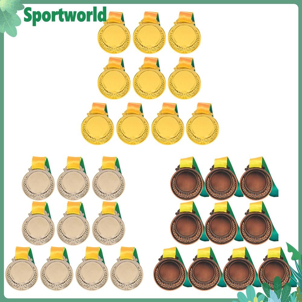 10Pcs Gold/Silver/Bronze Medal Award Medals with Neck Ribbon Metal ...