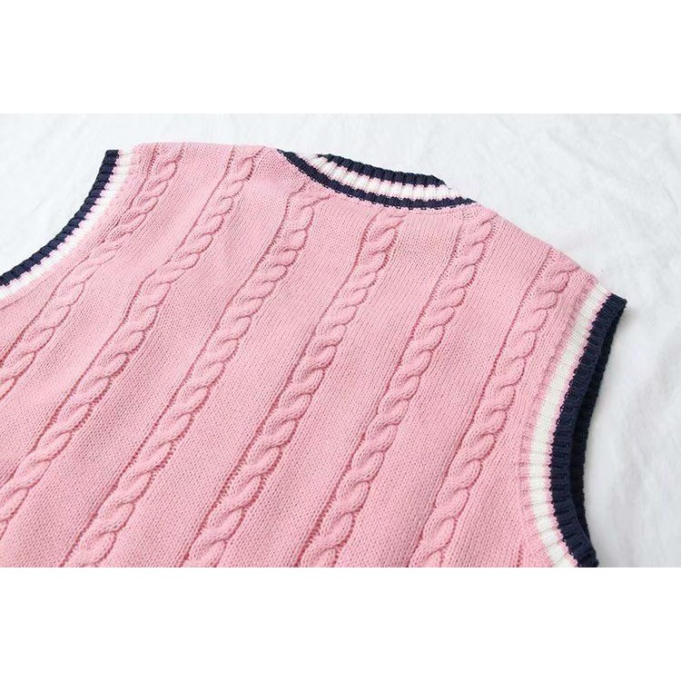 Japanese Korean Preppy Style Cute Jk Uniform Knitted Vest Women V-neck ...