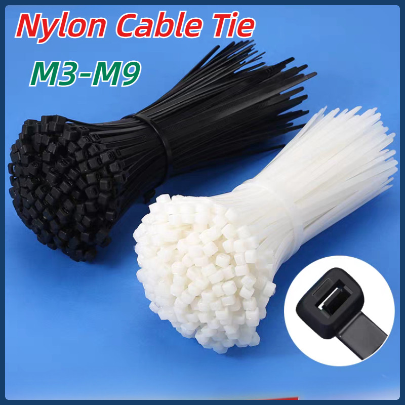[mx] Black/White Nylon Cable Ties M3-M9 Self-Locking Nylon Cable Ties Plastic Binding Ties ...