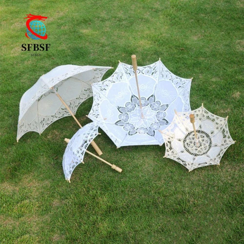 SFBSF Lace Parasol Umbrella, 26/43cm Length Vintage Flower Girl ...