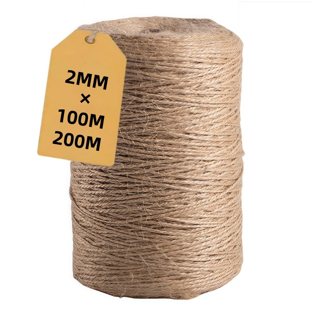 200M/Roll 2mm DIY Wrap Jute Twine Rope Crafts Natural Jute Burlap Cord ...
