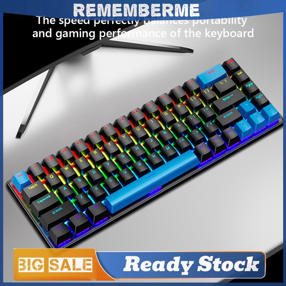 Wired Mechanical Gaming Keyboard 68 Keys RGB Computer Keyboard for Win ...