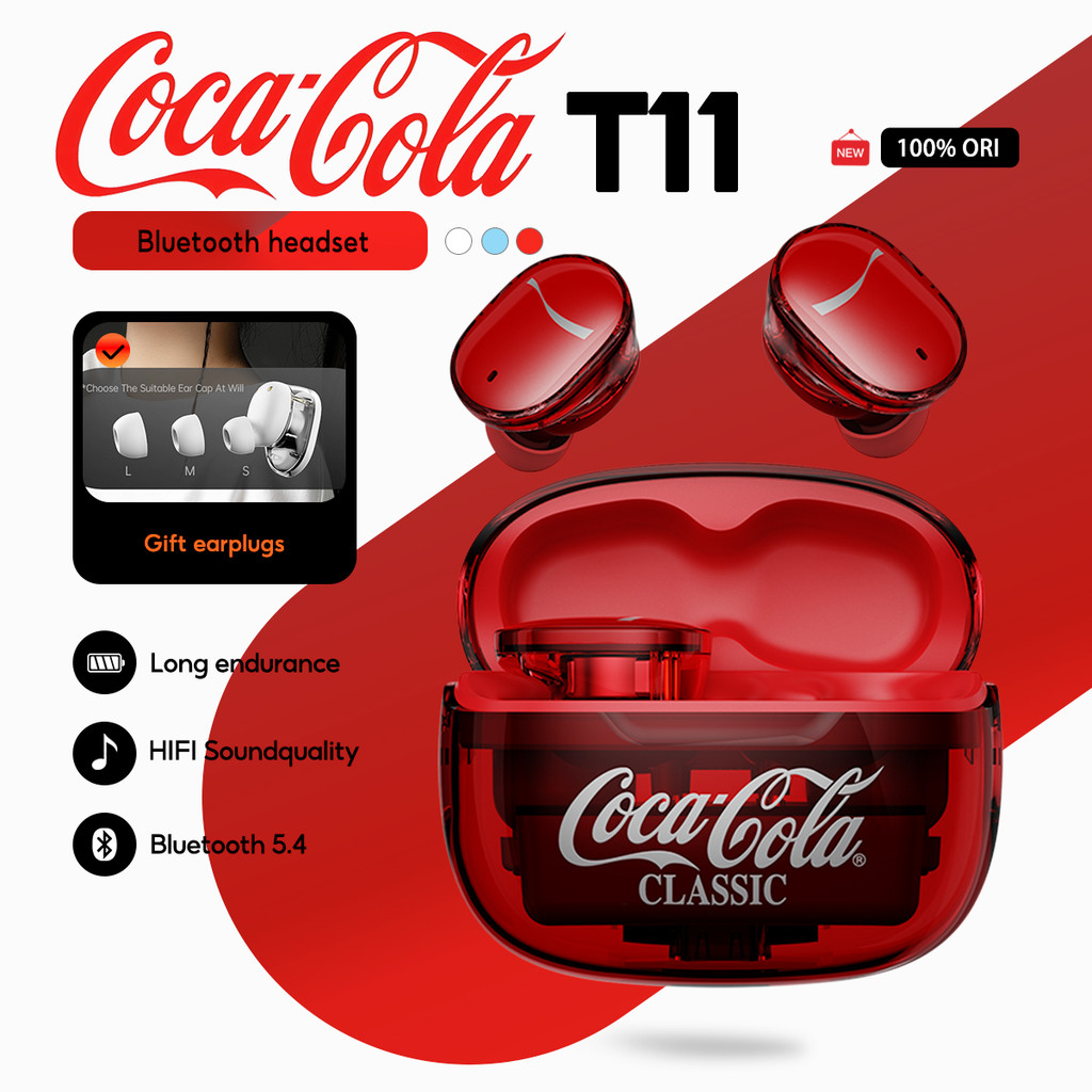 Coca-Cola T11 In-Ear Bluetooth Earbuds with Bluetooth 5.4, ENC Noise ...