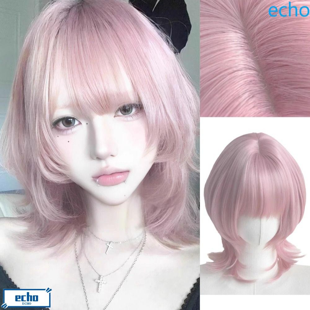 ECHOTHREAD Lolita Cosplay Pink Wig, Mullet Head Jellyfish Wig Layered ...