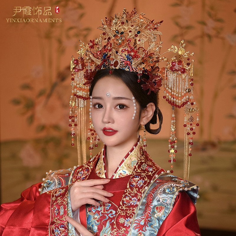 New Style Phoenix Crown Headdress Bridal Ming Made Hanfu Chinese ...
