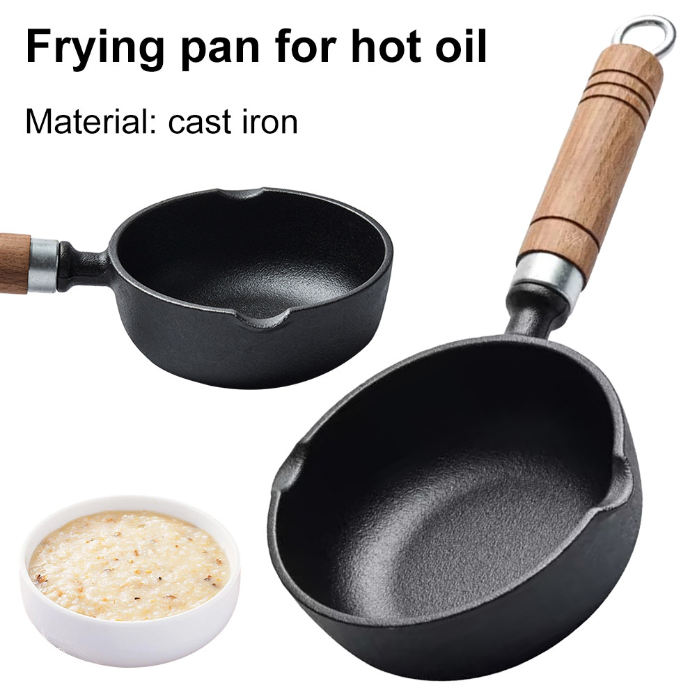 11/13cm Cast Iron Mini Sauce Pan Nonstick Small Soup Pot Hot Oil Pan ...