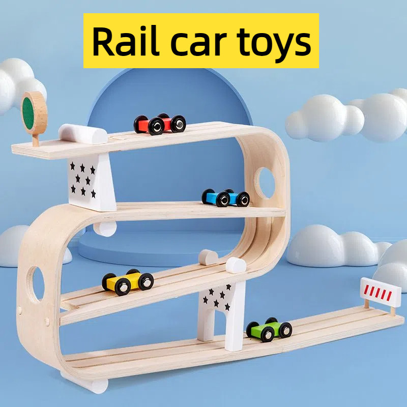 Ear Childhood Educational Wooden Glider Rail Car Racing Slide Scooter ...