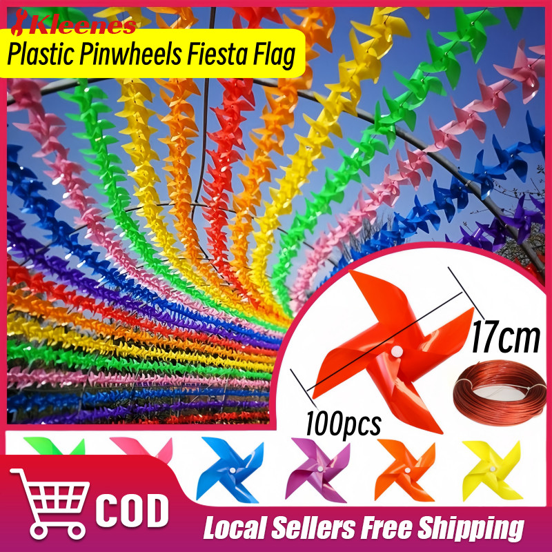100Pcs Plastic Pinwheels Fiesta Flag Party Supply for Home Garden ...