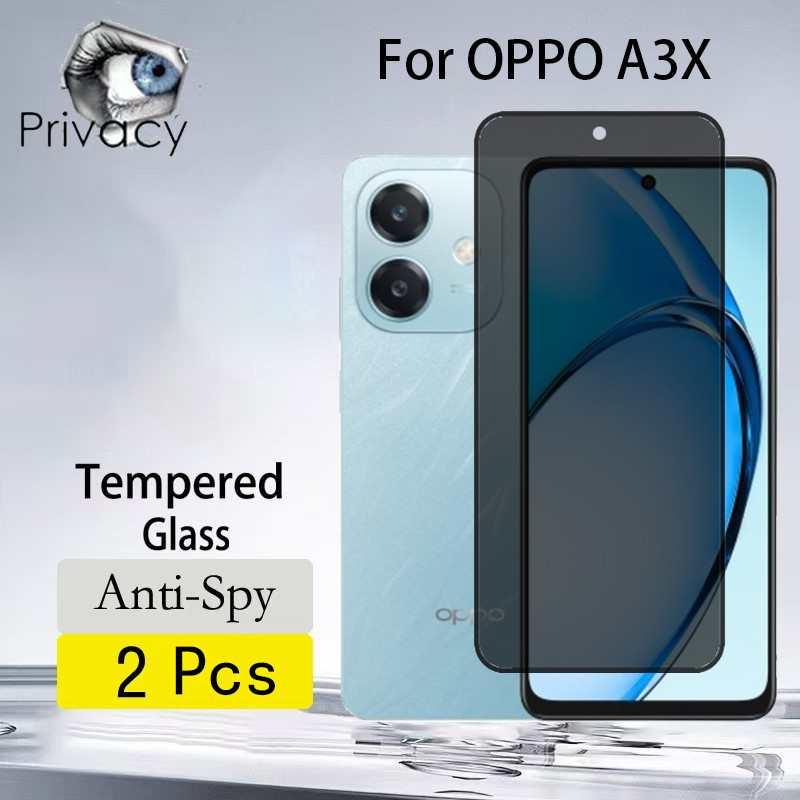 2 Pcs OPPO A3X Tempered Glass Anti-peeping Screen Protector Anti-spy ...