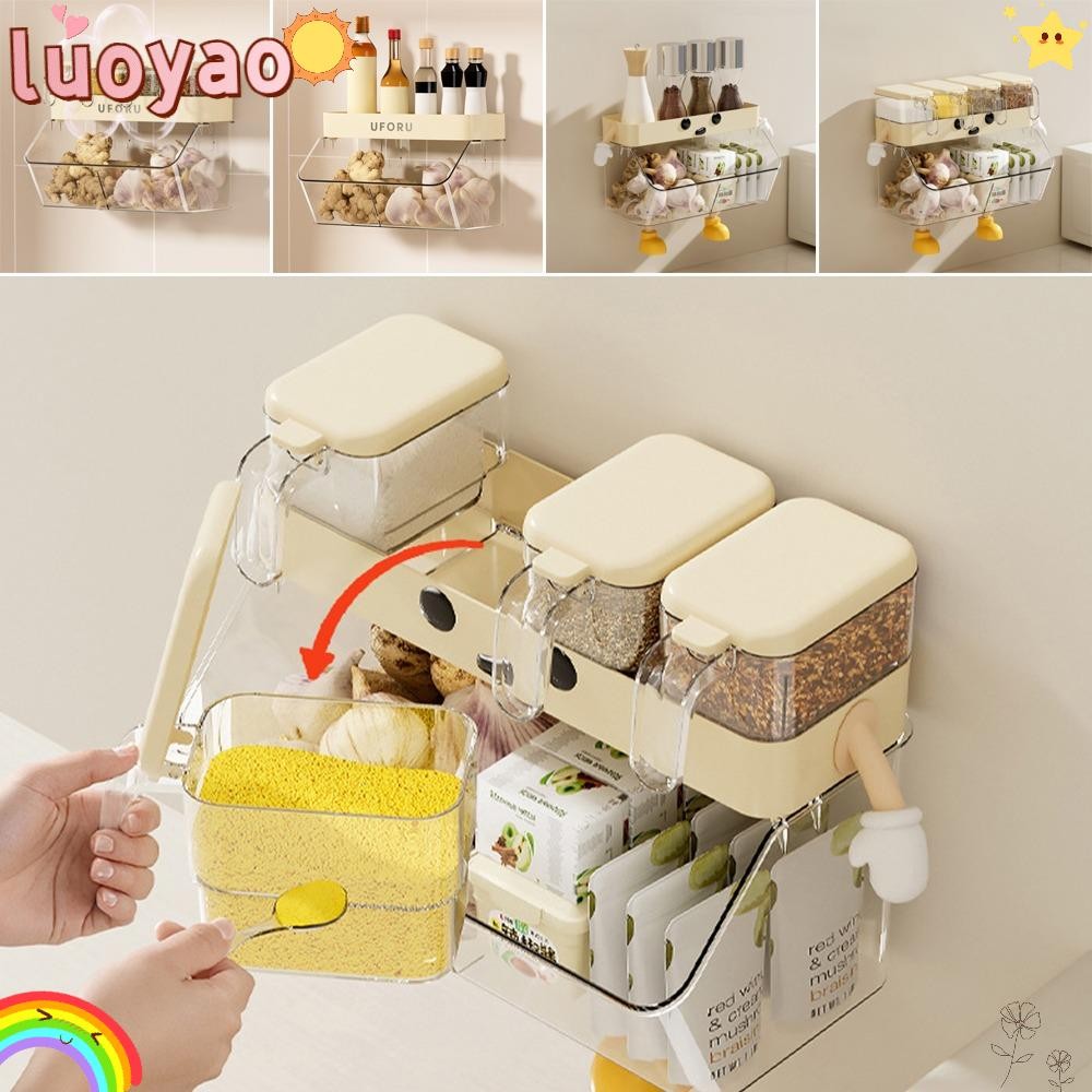 LUOYAO Condiment Box, Food-Grade Sealed No Drilling Needed Wall Hanging ...
