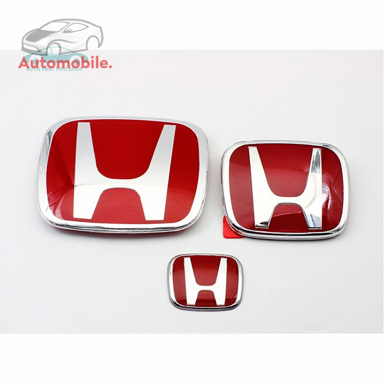 Honda LOGO ( Front & Rear +STEERING ) Type-R Badge/Emblem Red Honda ...
