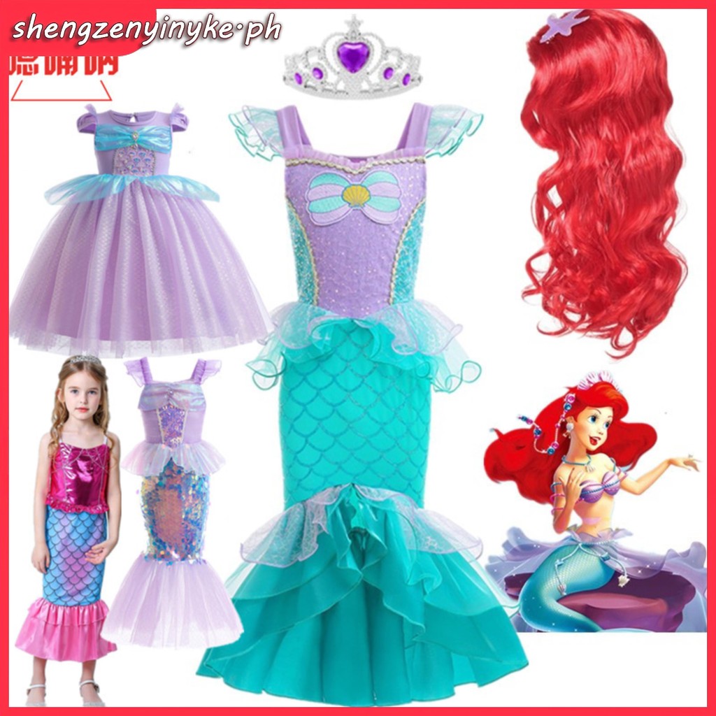 Little Mermaid Ariel Princess Costume For Girls Cosplay Dresses ...
