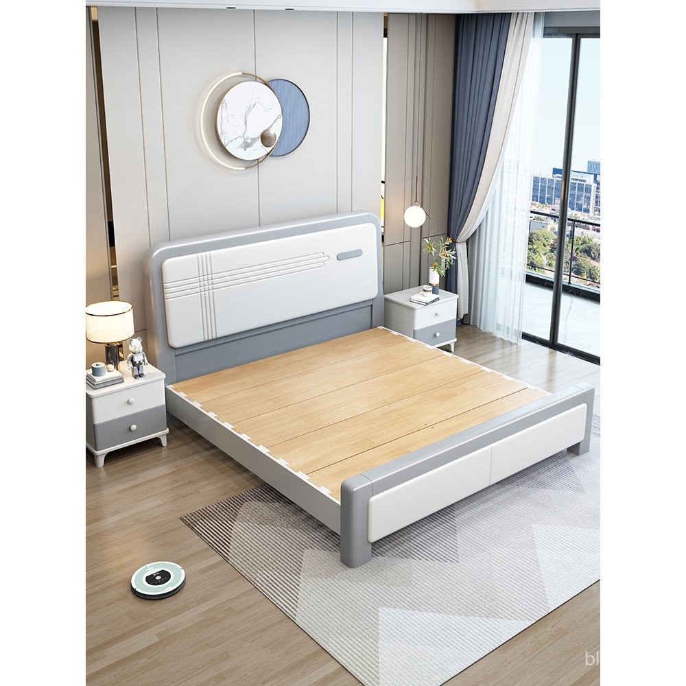 Nordic Economical Solid Wood Bed White Modern Minimalist1.8M Master ...