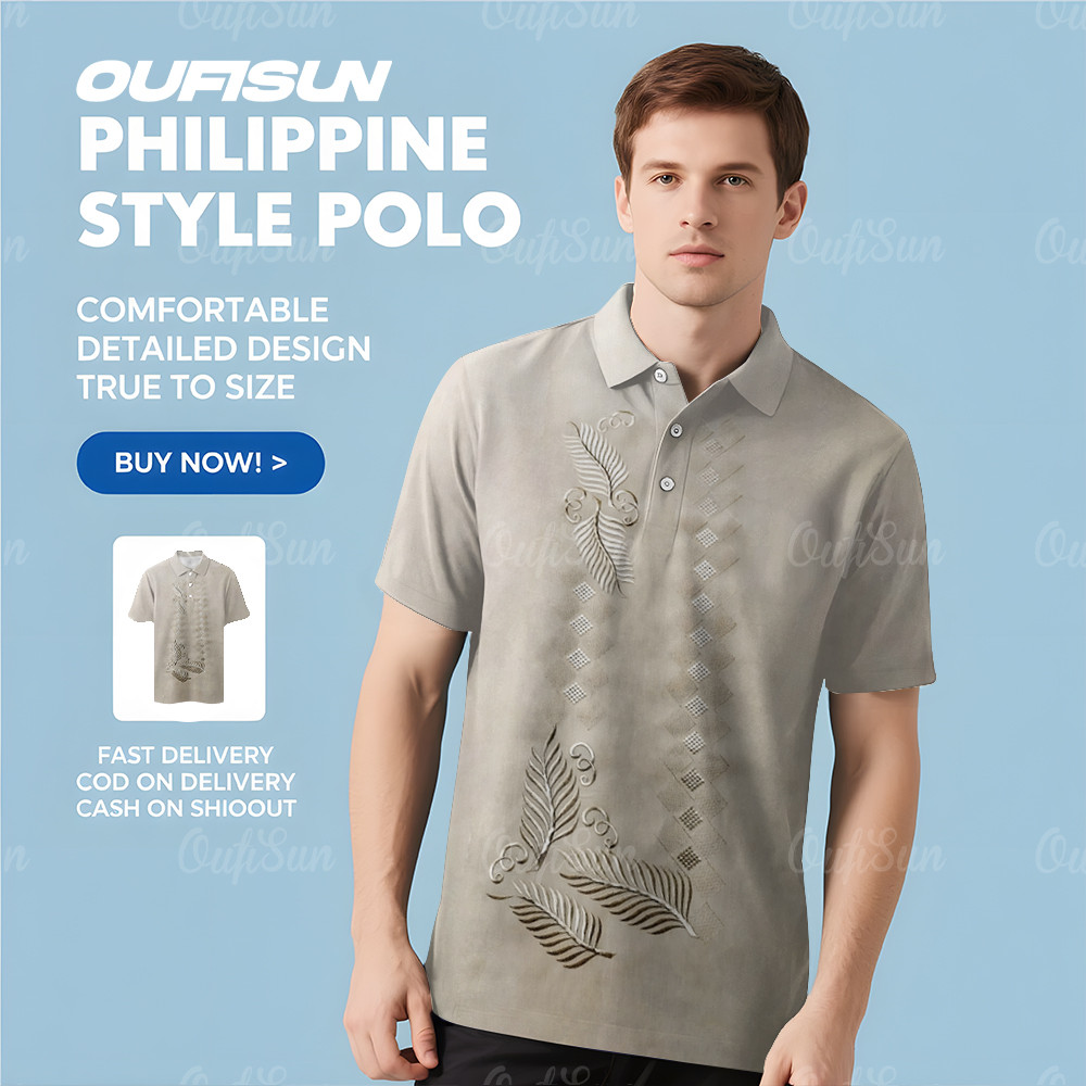 2025 Barong Tagalog For Men Modern School Uniform Striped Print Short ...