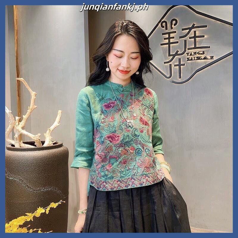Asian Inspired Attire for Women Barong Blouse Cotton Linen Embroiderd ...