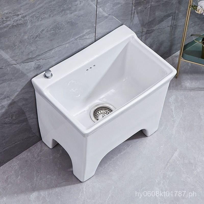 Large Floor-Standing Ceramic Small Balcony Wash Basin with Legs for ...