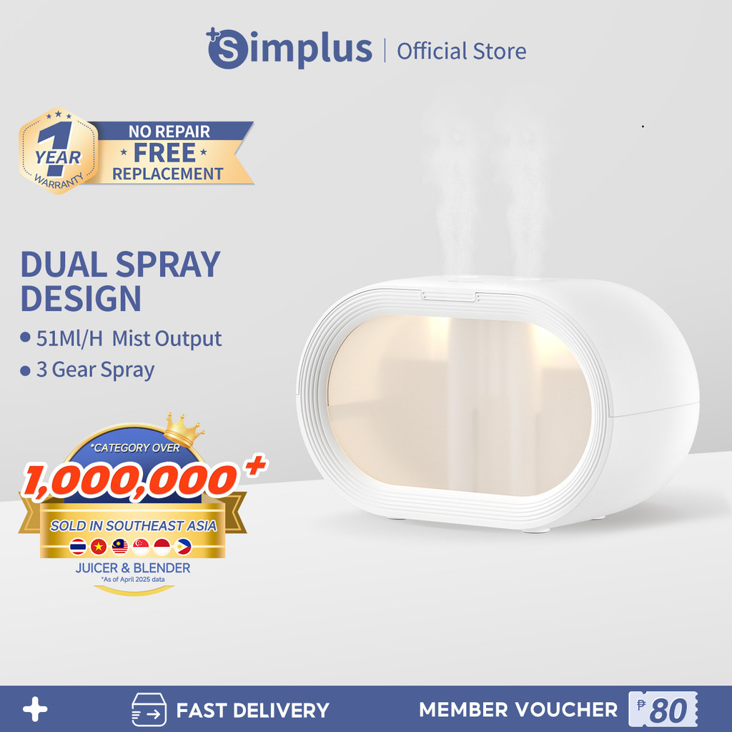 Simplus Humidifier Desktop Dual-Spray Humidifier with Ambient Light ...