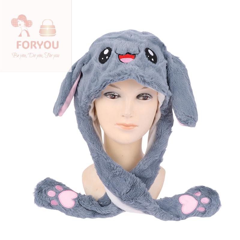 HCC Women's Movable Bunny Ears Hats With Lights For Girls Winter Plush ...