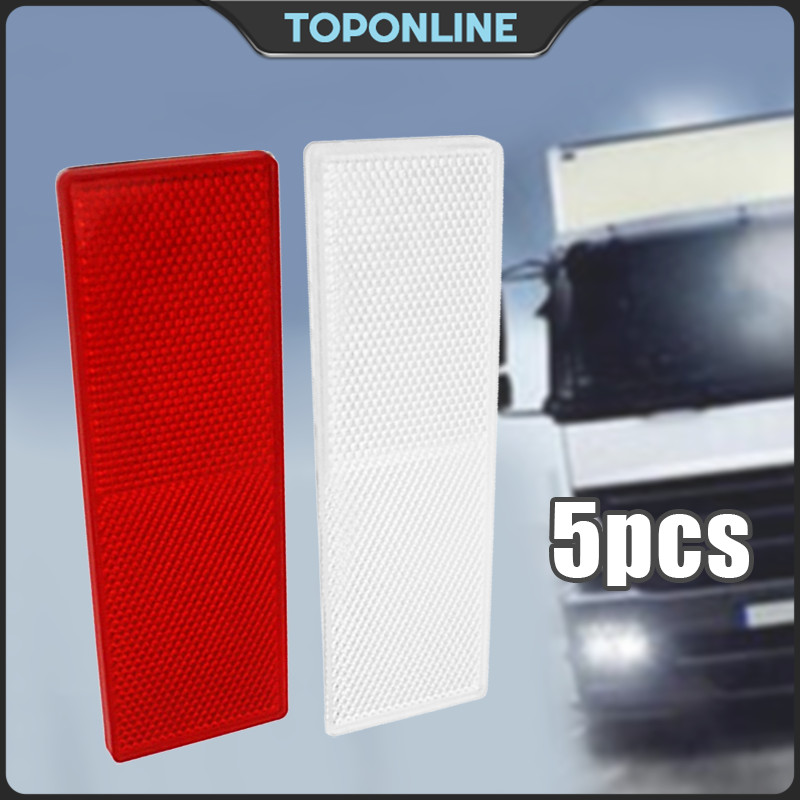 5Pcs Red/White Truck Reflective Warning Plate Stickers Car Trailer Body ...