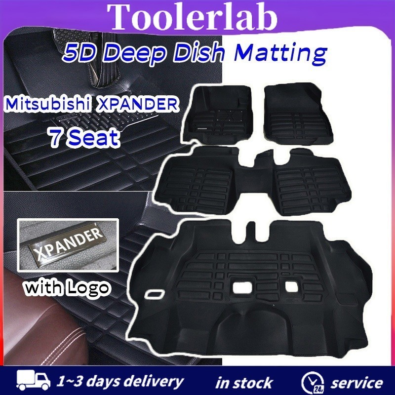 Car Floor Matting for Mitsubishi Xpander 7 Seat With Logo 5D Deep Dish ...
