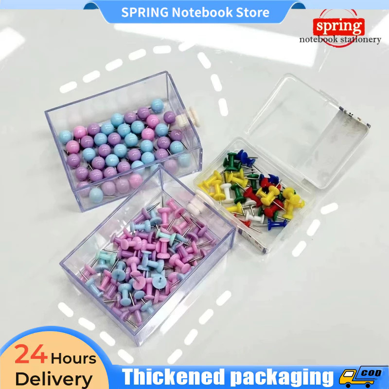 50pcs Pastel Round Heart Push Pins For Cork Board Thumbtacks Drawing ...