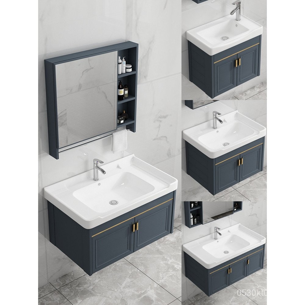 Modern Minimalist Space Aluminum Bathroom Sink Basin Vanity Combination ...