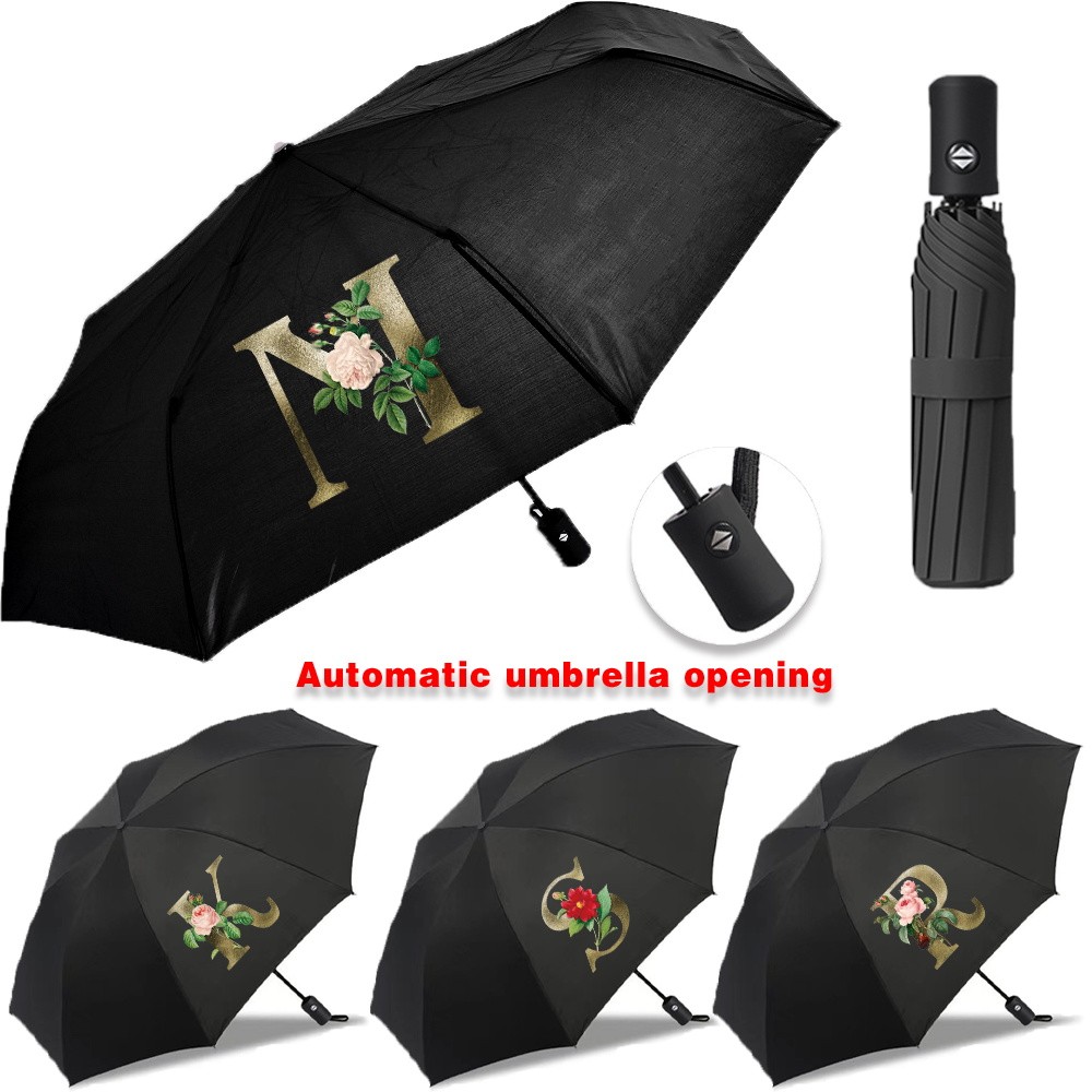 Luxury Golden Flower Sun Automatic Umbrella - Reusable Waterproof Cover ...