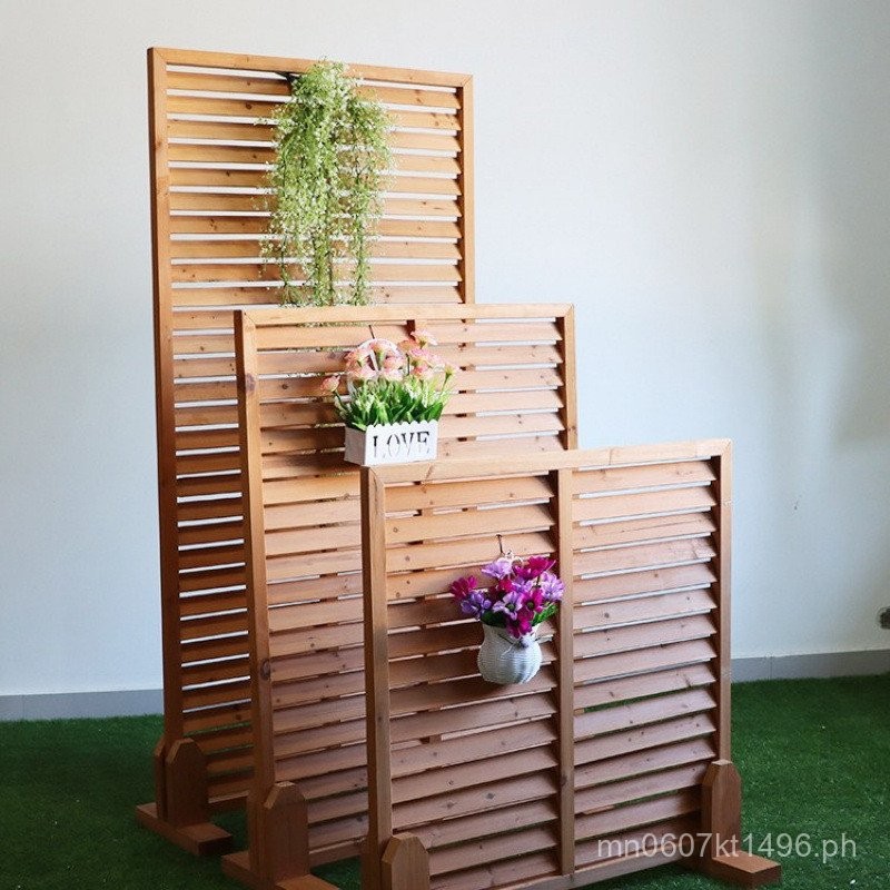 Grid Courtyard Fence Barrier Cedar wood Partition Retractable Lattice ...
