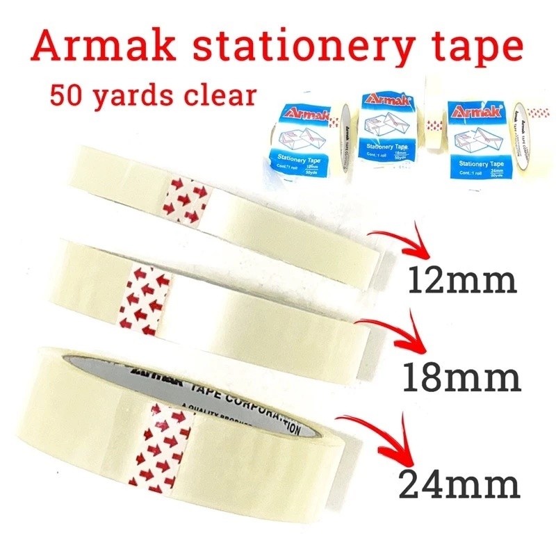 Armak Stationary Tape Adhesive Tape Scotch Tape Clear Tape 50yards 12mm ...