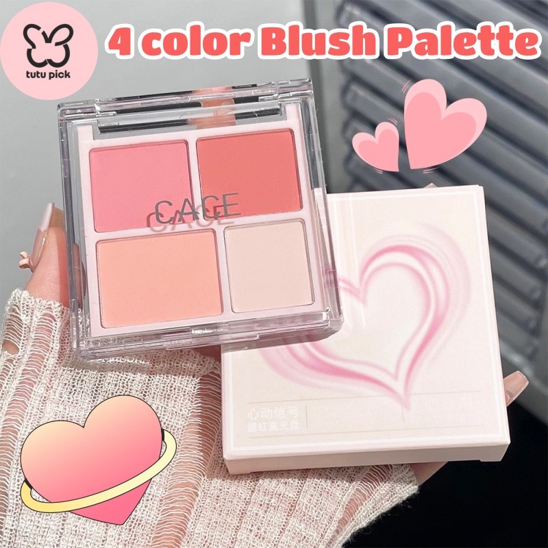 Four Color Highlight Blush Palette Facial Makeup Eye Makeup Pink ...