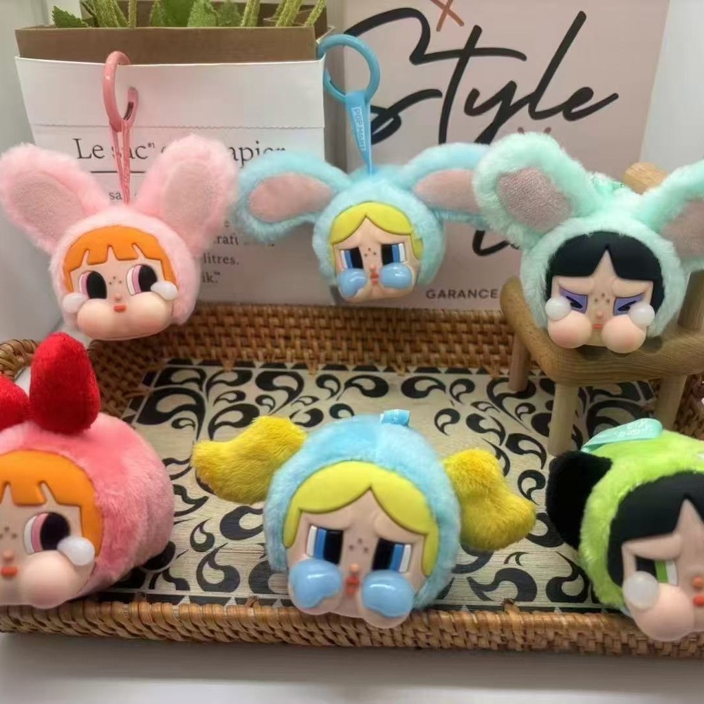 POPMART Bubble Matt CRYBABY Plush vinyl face blind box Powerpuff Girls ...