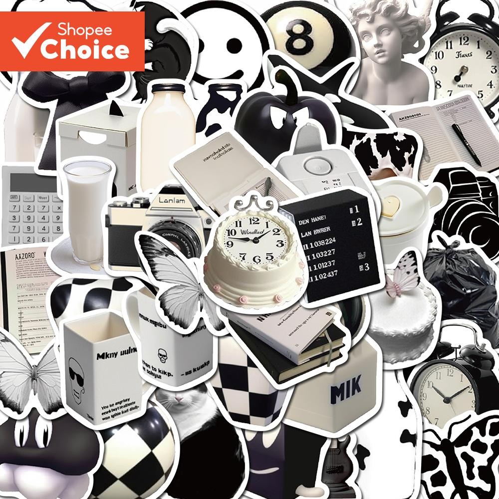 50pcs minimalist art ins style black and white stickers Exquisite DIY ...