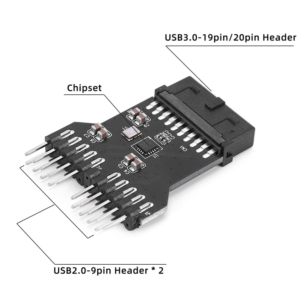 USB 3.0 19PIN To USB 2.0 9PIN Header Splitter Adapter 1 To 2 Extension ...