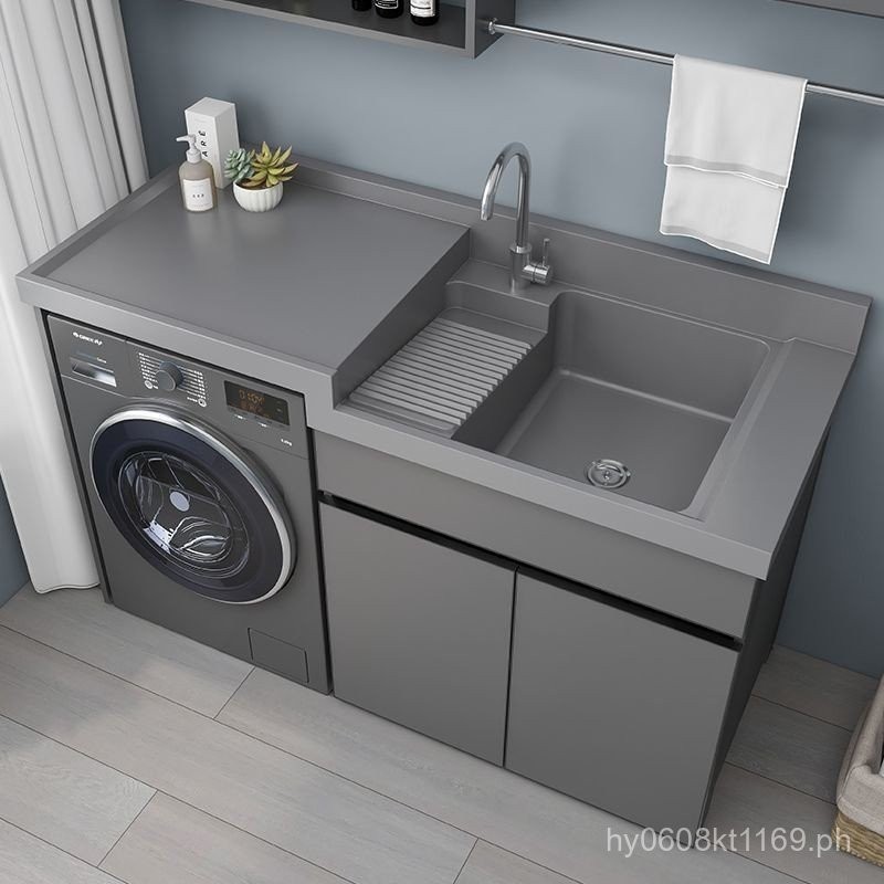Integrated Cabinet Laundry Cabinet Quartz Stone Washing Machine High ...