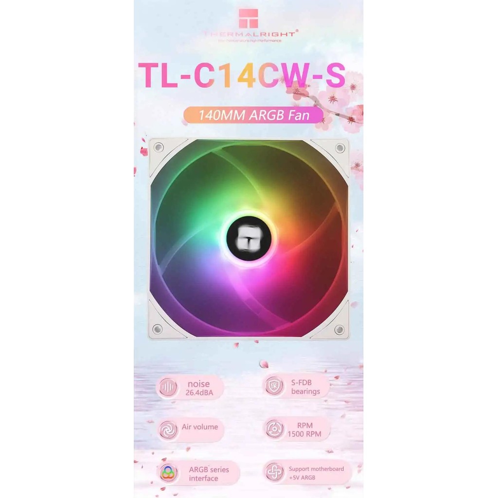 Thermalright TL-C14CW-S CPU Cooling Fan 140mm 4PIN PWM 1500RPM Hight Performance 14cm 3-pin ARGB ...