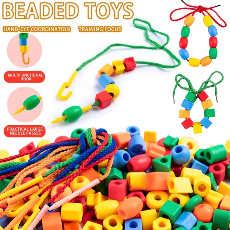 50pcs Kids String Beads Toy Autism Therapy Preschool Children Fine ...