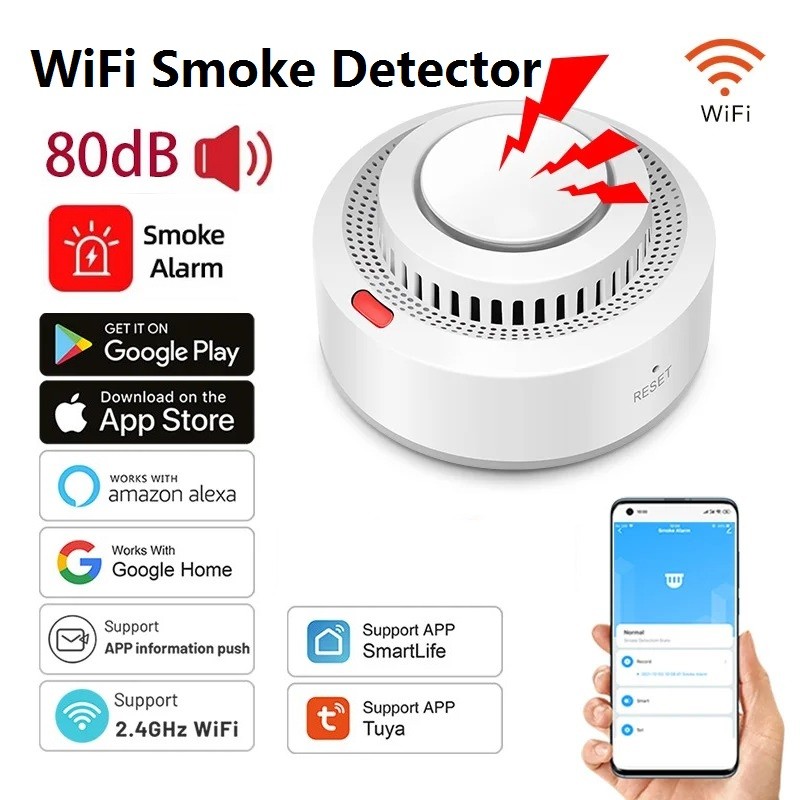 Tuya WiFi Smoke Alarm Smoke Detector Fire Protection Smoke House ...