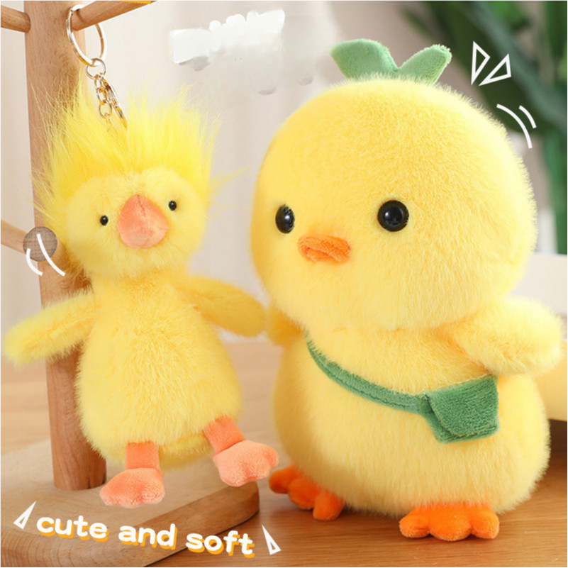 Fluffy Duck Plush Toy - Yellow Stuffed Animal Backpack Charm, Kids ...