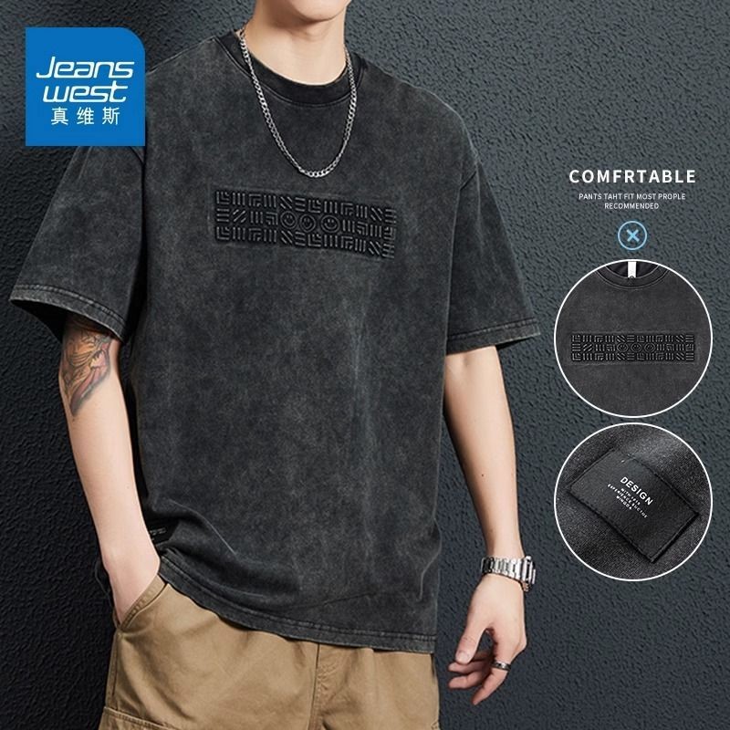Premium Quality STUDIO T T-shirt Short Top Washed Old Short Sleeve T ...