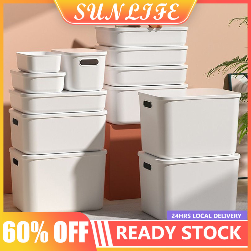 Sunlife Dust-proof Storage Box with lid Stackable Large Capacity Basket ...