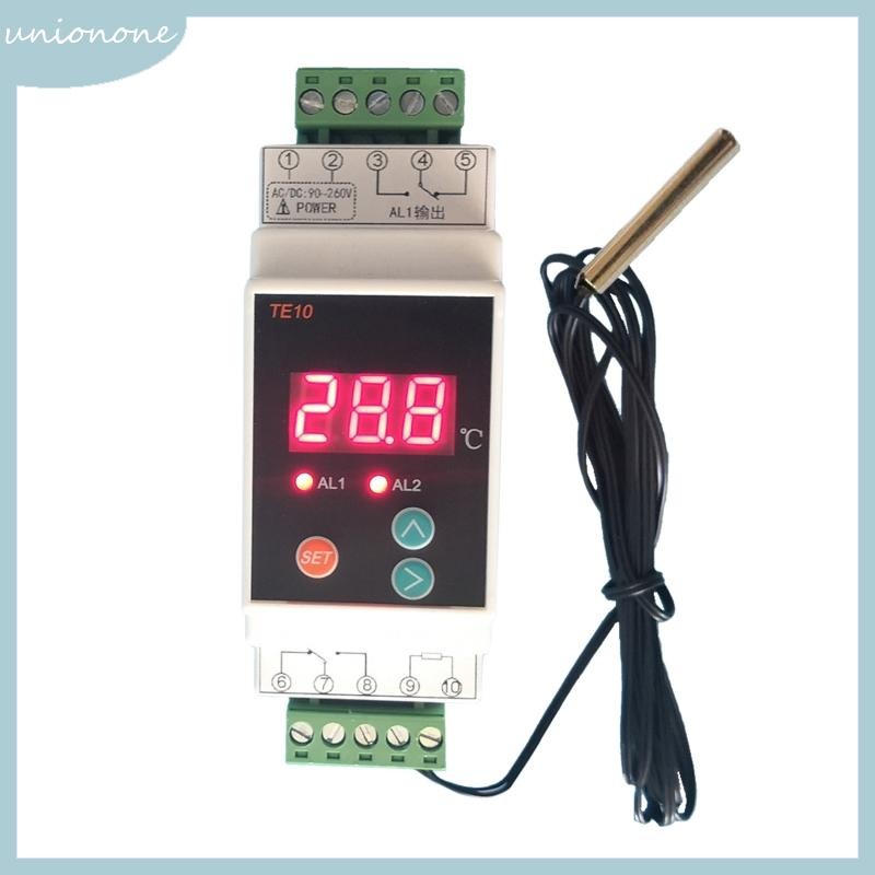 ONE 2 Way Relay Output Temperature Alarm Controller Din Rail Thermostat with Sensor 40 110℃ NC ...