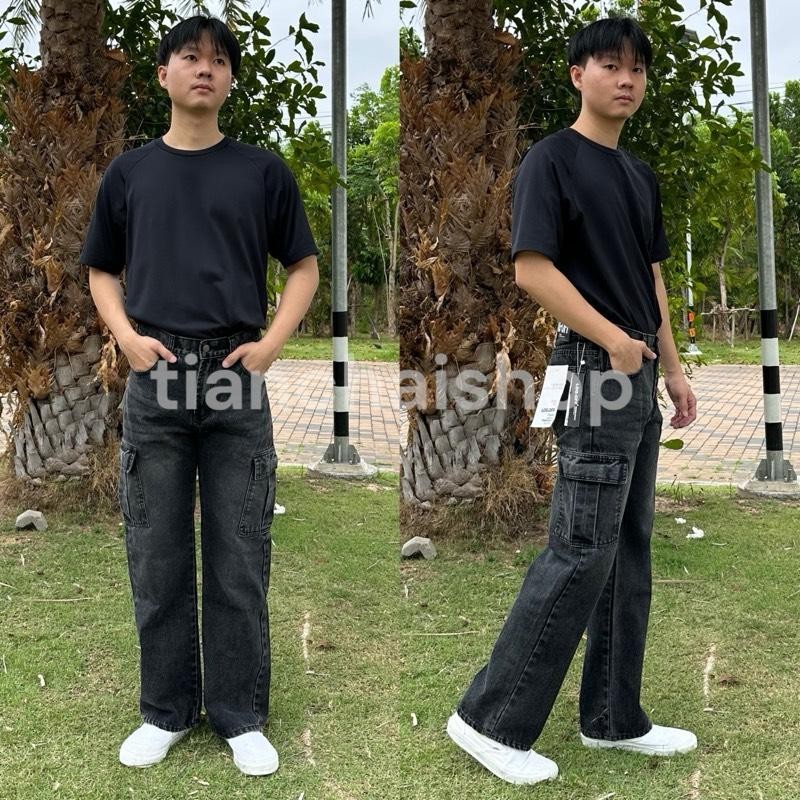 Logoff Cargo Straight Baggy Jeans Pants Men's | Shopee Philippines