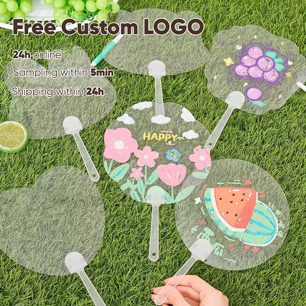 10Pcs Free Custom Logo Transparent Plastic Fans or Summer Party Favors ...