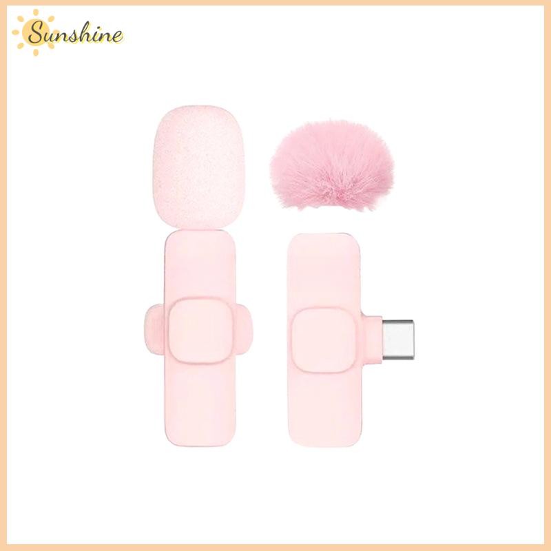 Sunshine> Pink Wireless Lavalier Microphone Portable Audio Video ...