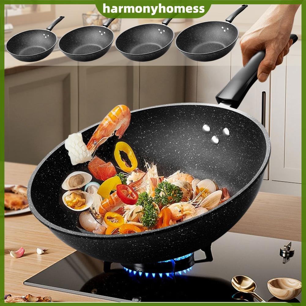 Medical Stone Deep Stir Fry Pan Flat Bottom Universal Skillet Cooking ...