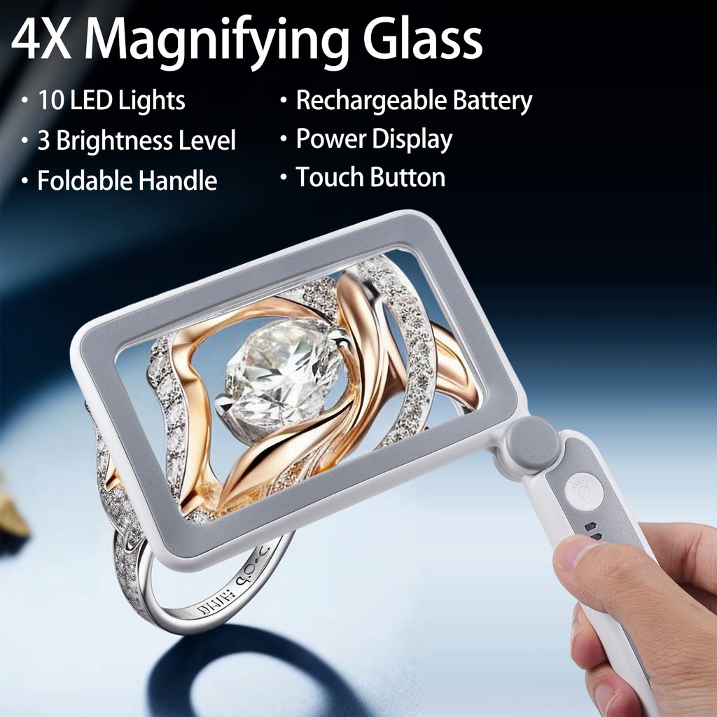 Handheld Magnifier 4X Magnifying Glass for Reading Full Book Page ...