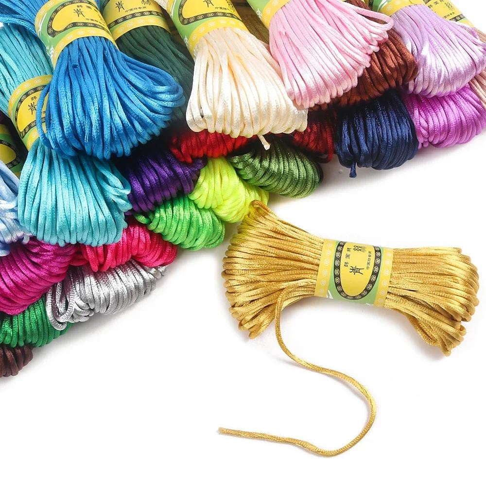 20m/Lot 1.5 Chinese Knotting Silk Macrame Cord Nylon Black Rattail ...